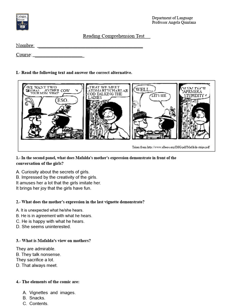 Reading Comprehension Test Guide | PDF | Reading Comprehension