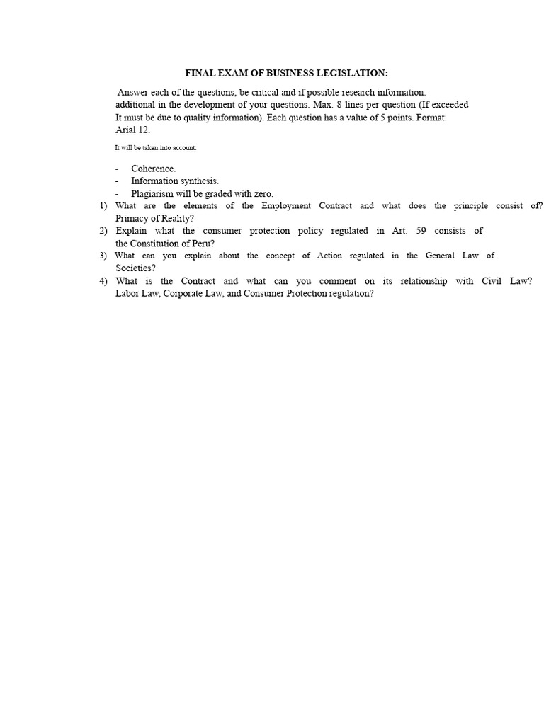 Final Exam of Business Legislation | PDF