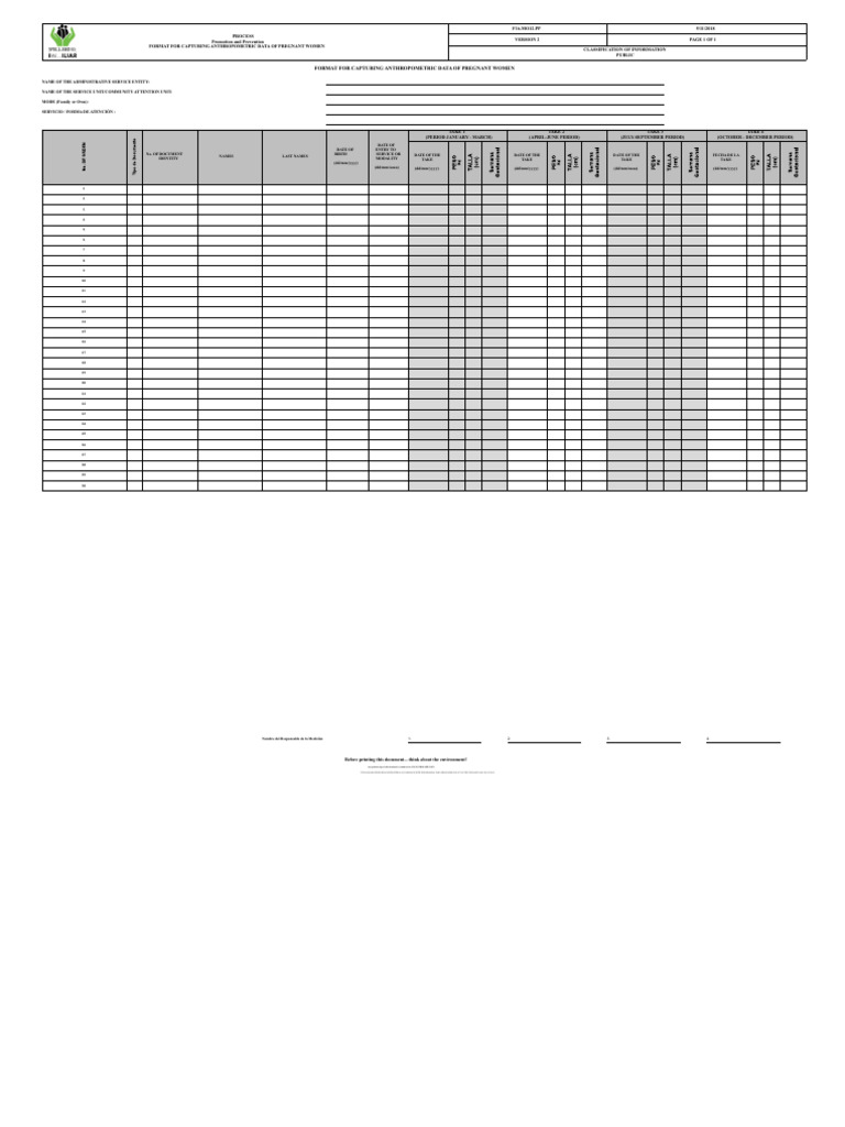 F16.mo12.data Capture Format Women in Pregnancy v2 | PDF | Pregnancy ...