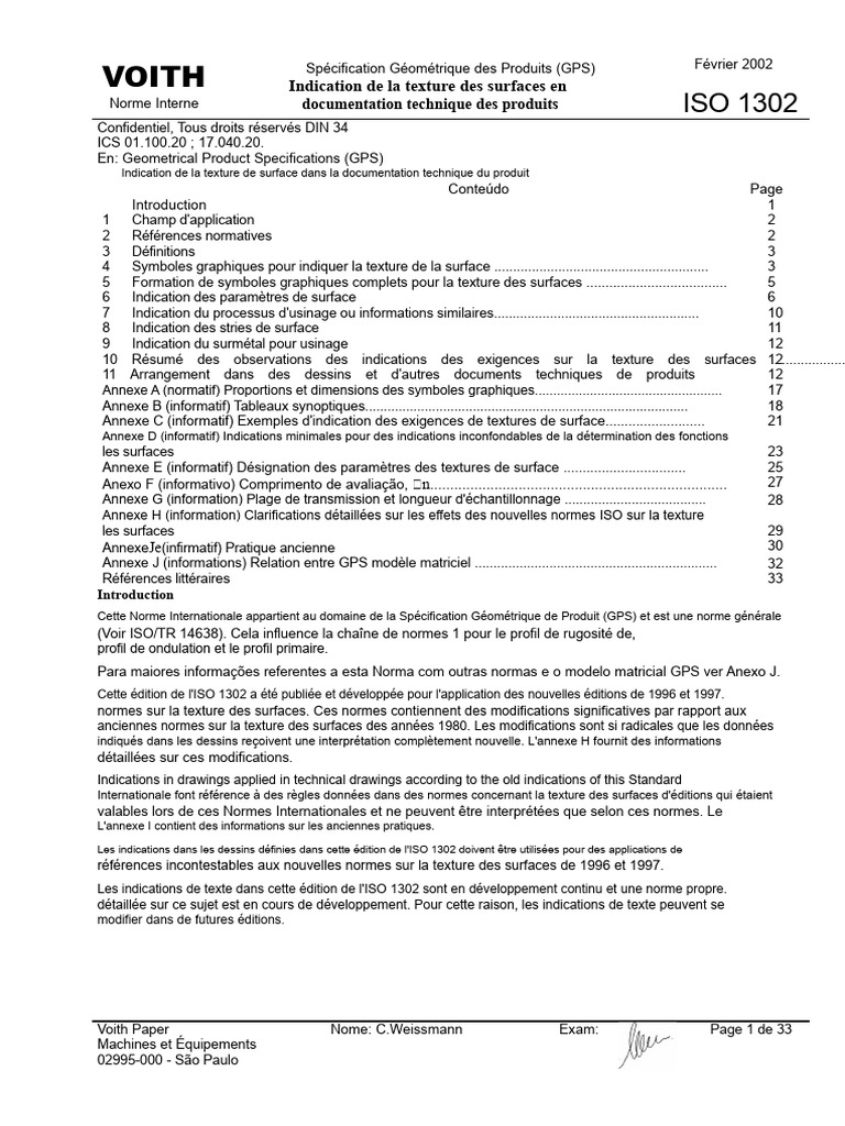 Norme ISO 1302 : Texture des surfaces | PDF | Tolérance géométrique ...