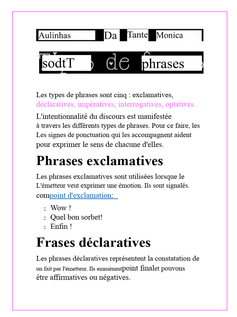 Types de phrases en français expliqués | PDF