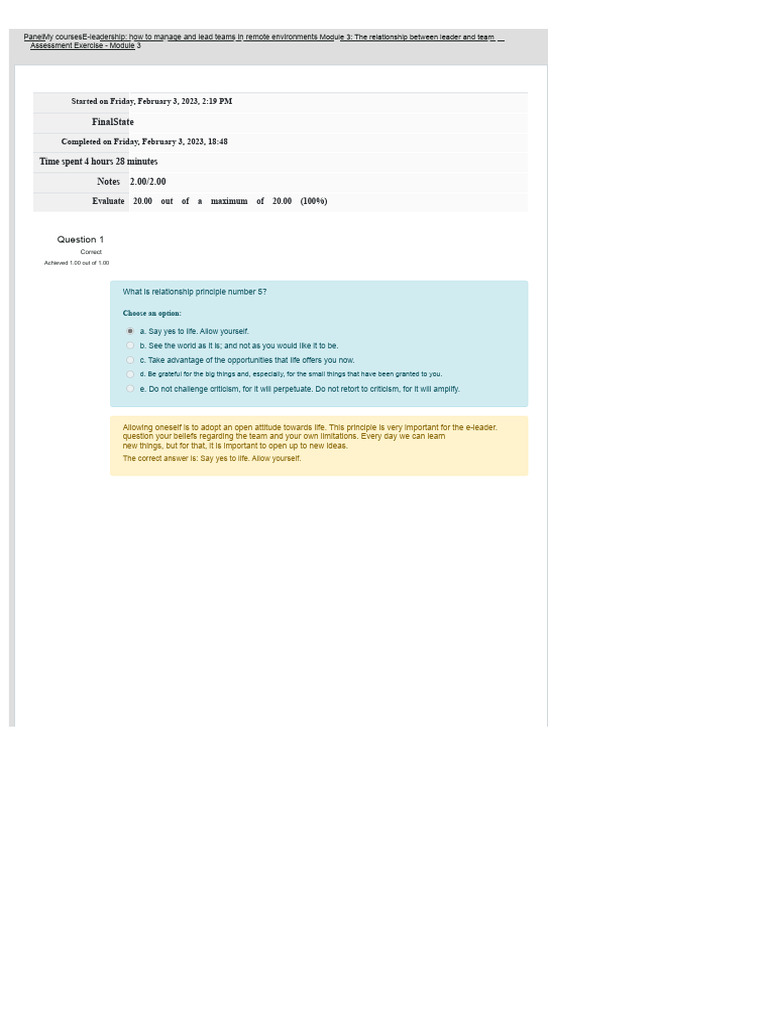 AND LEADERSHIP Evaluative Exercise - Module 3_ Review of the attempt ...