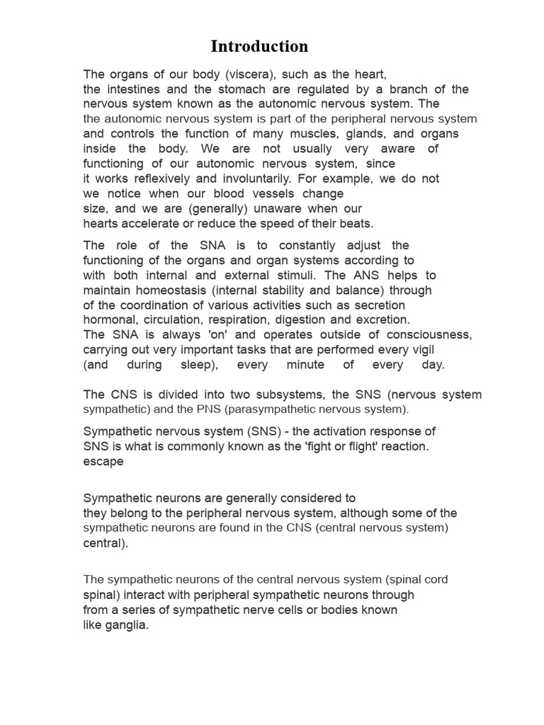 introduction to the autonomic nervous system | PDF | Nervous System ...