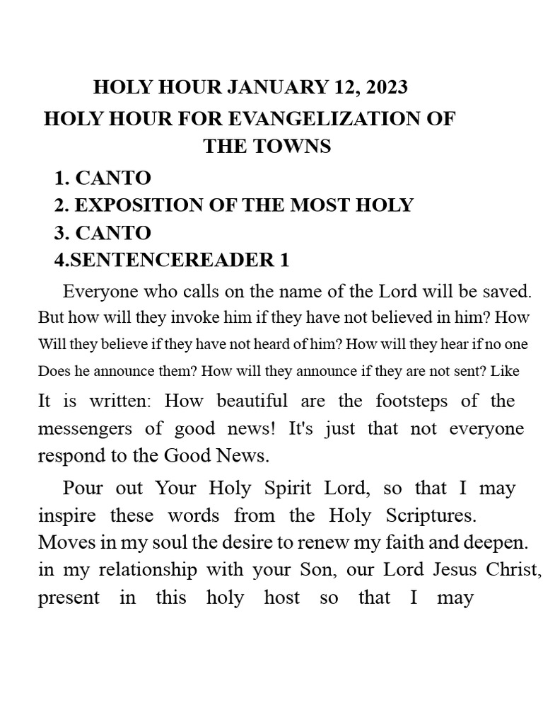 Holy Hour | PDF | Jesus | Mary, Mother Of Jesus