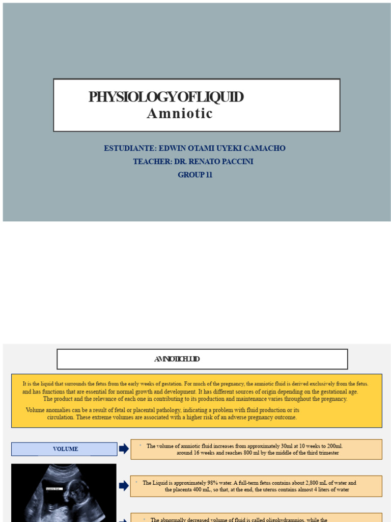 Physiology of Amniotic Fluid | PDF | Fetus | Pregnancy