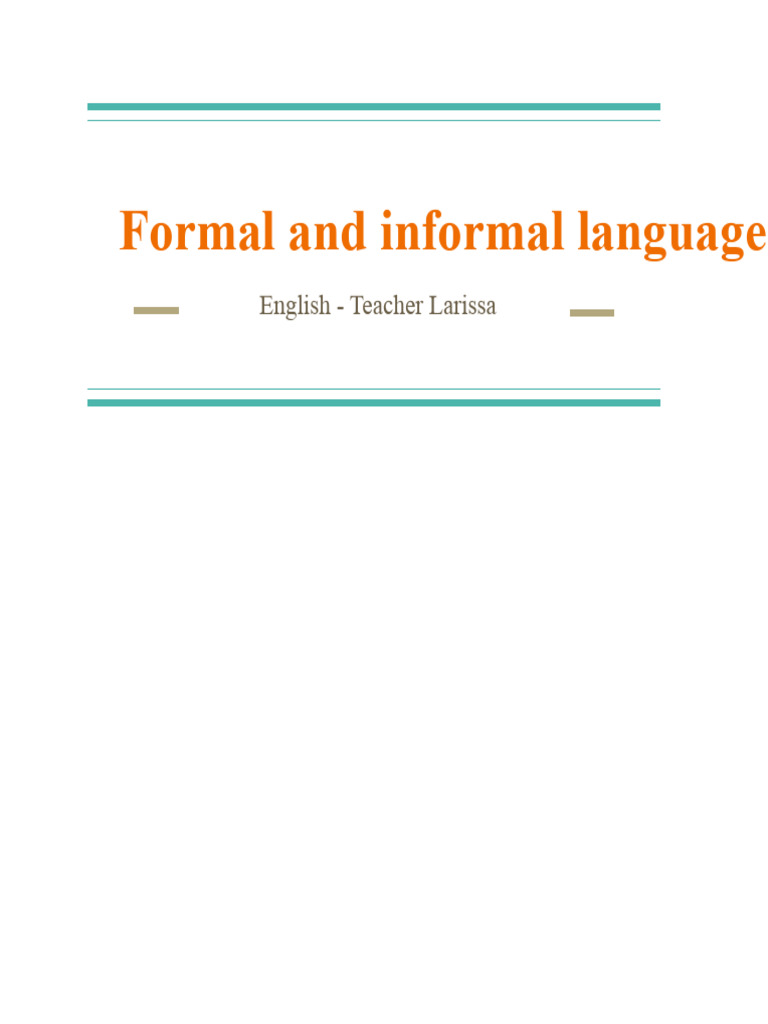 Formal and informal language | PDF