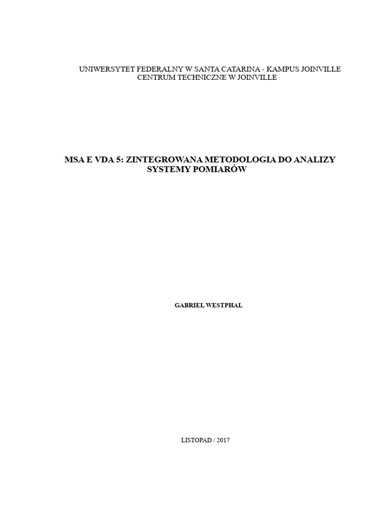 MSA I VDA 5 Zintegrowana Metodologia | PDF