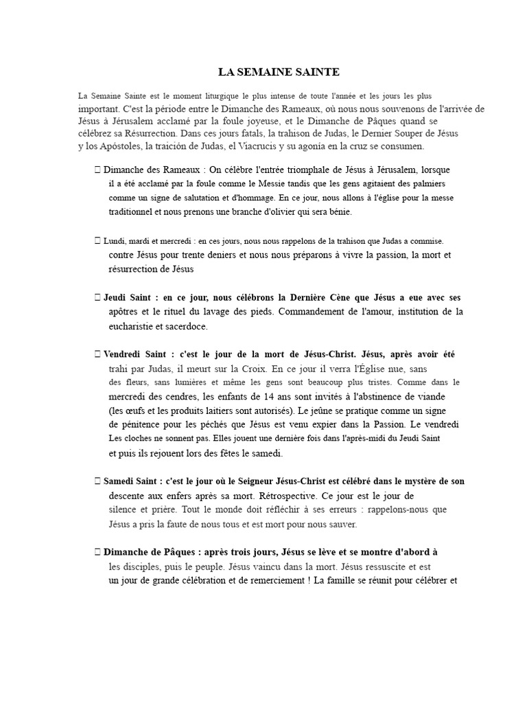 Comprendre la Semaine Sainte chrétienne | PDF | Pâques | Cène