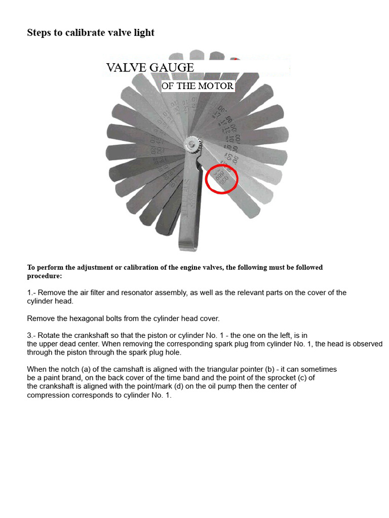 Valve Light Calibration Guide | PDF | Vehicle Parts | Mechanical ...