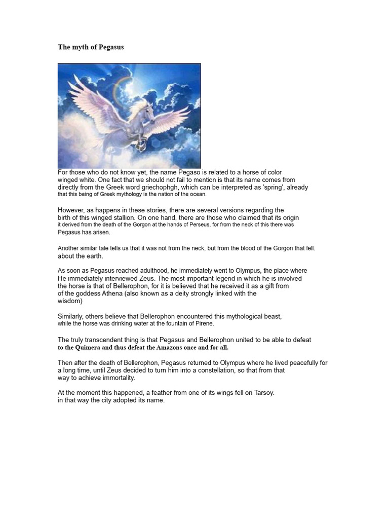 The Myth of Pegasus | PDF | Persephone | Hades
