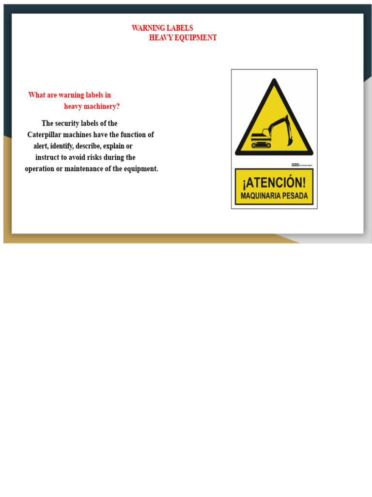 Warning Labels Task For Heavy Equipment. | PDF