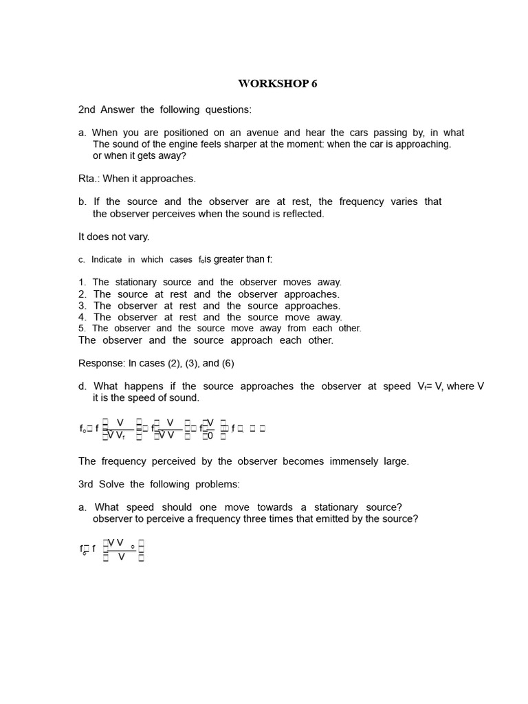 Workshop 6. Doppler Effect | PDF | Doppler Effect | Sound