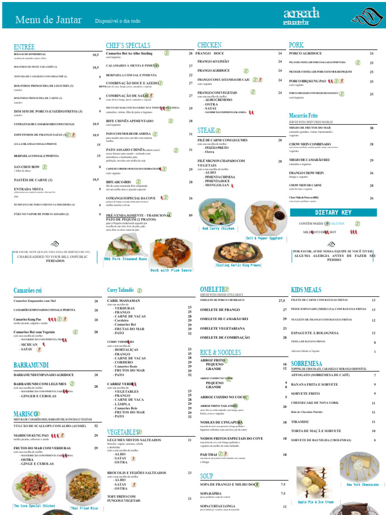 O Restaurante Cove Menu de Jantar A3 - 6.4.23 | PDF | Ingredientes de ...
