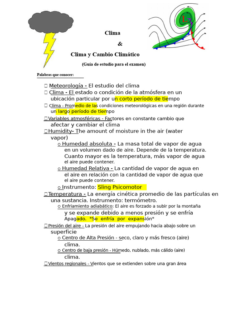 Guía de Estudio sobre Clima y Meteorología | PDF | Herida | Clima