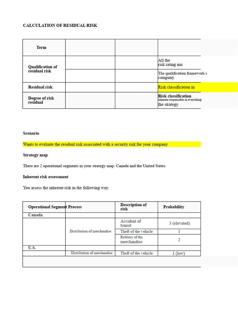 1.4.1. Example Calculation of Inherent and Residual Risk | PDF | Risk ...