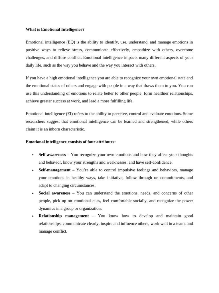 Understanding Emotional Intelligence (EQ) | PDF | Emotional ...