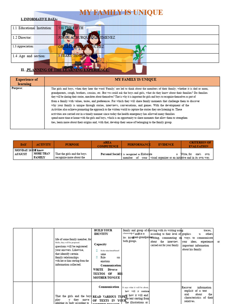 MY FAMILY IS UNIQUE 3 YEARS PLANNER LAST WEEK | PDF | Information