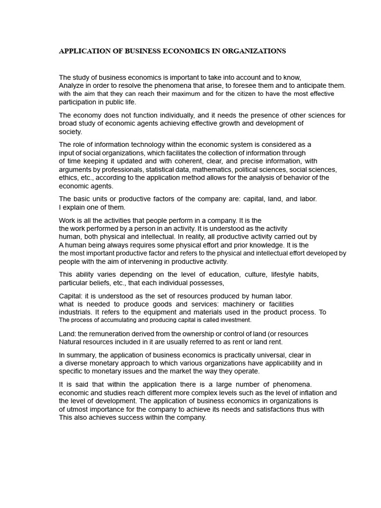 Business Economics in Organizations Explained | PDF | Economics | Science