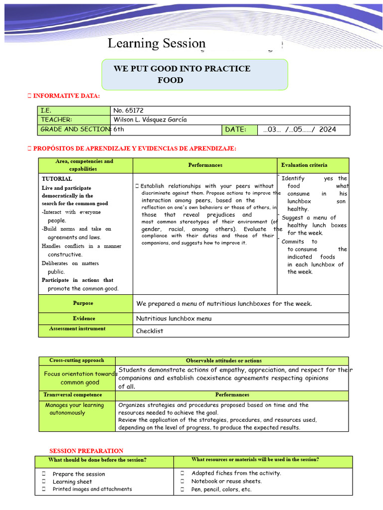 SESSION-MART-TUT-WE PUT GOOD NUTRITION INTO PRACTICE | PDF | Nutrition ...