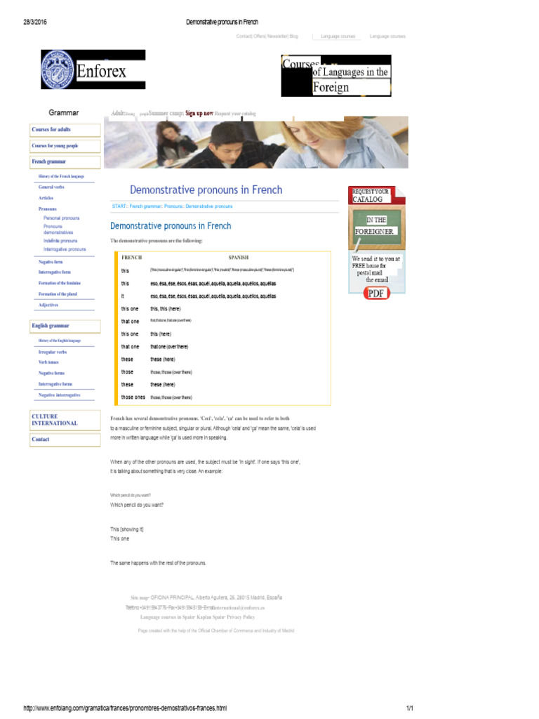 Demonstrative Pronouns in French | PDF | Grammatical Gender | Pronoun