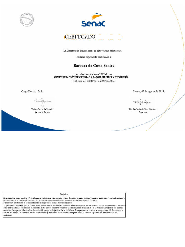 Certificado Senac | PDF