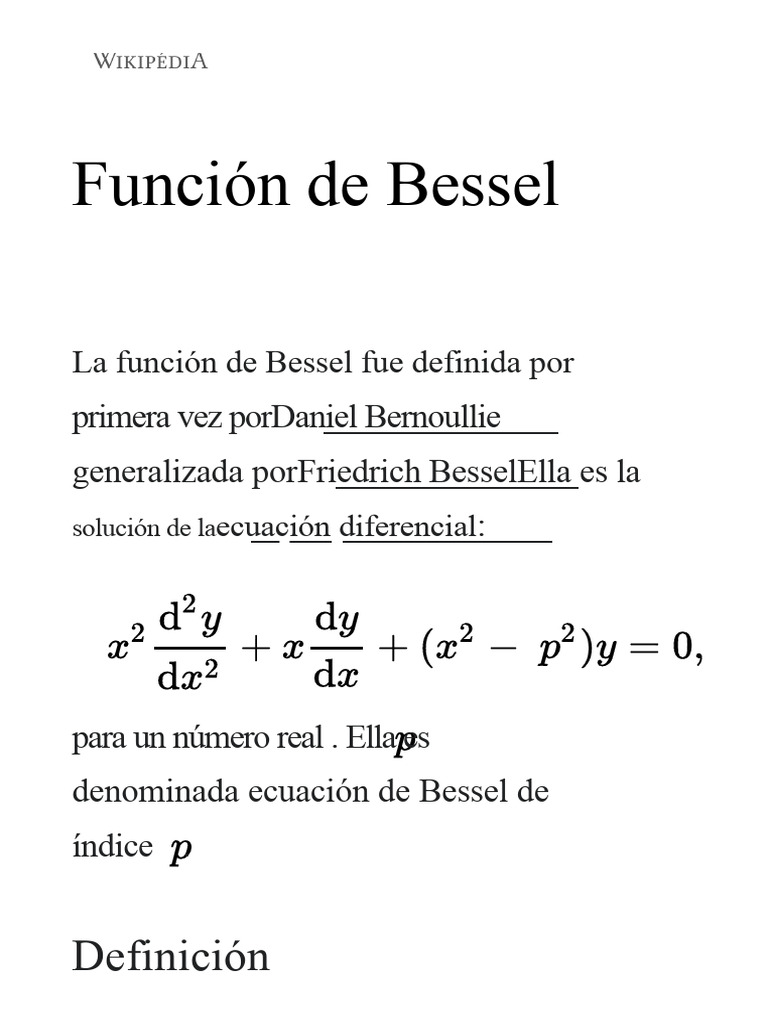 Función de Bessel - Wikipedia, La Enciclopedia Libre | PDF | Ecuaciones ...