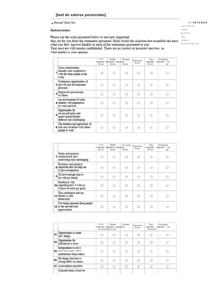 Personal Values Test | PDF | Leadership | Cognition