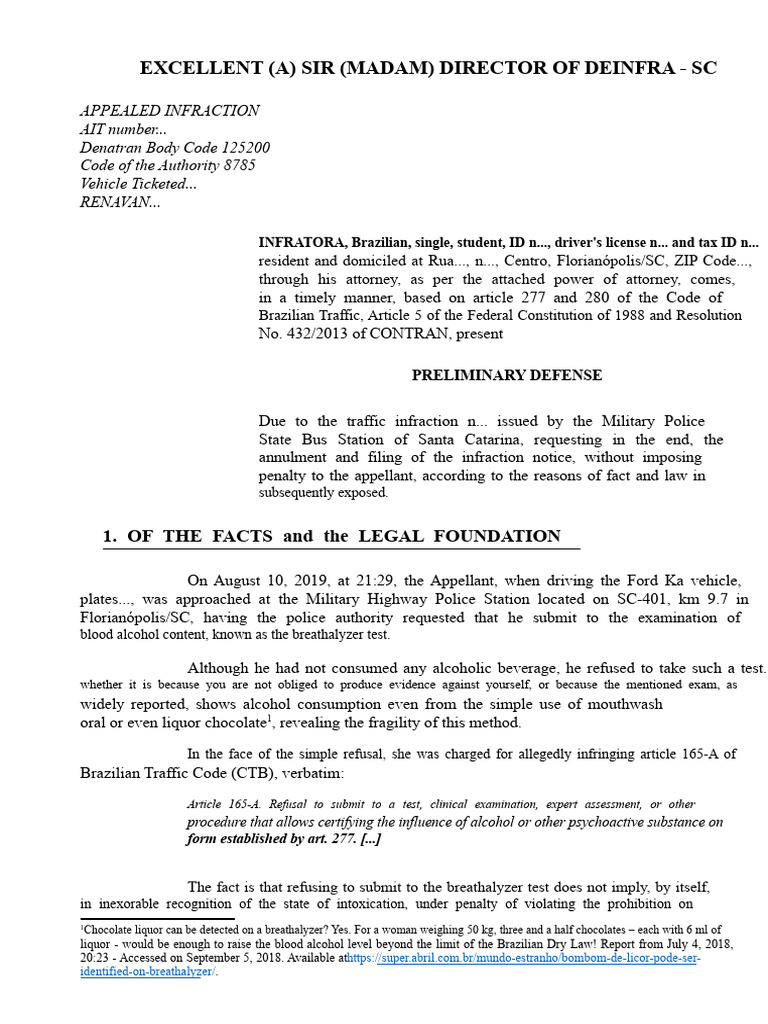 Model-Defense-Recourse-against-fine-for-refusal-to-take-breathalyzer ...