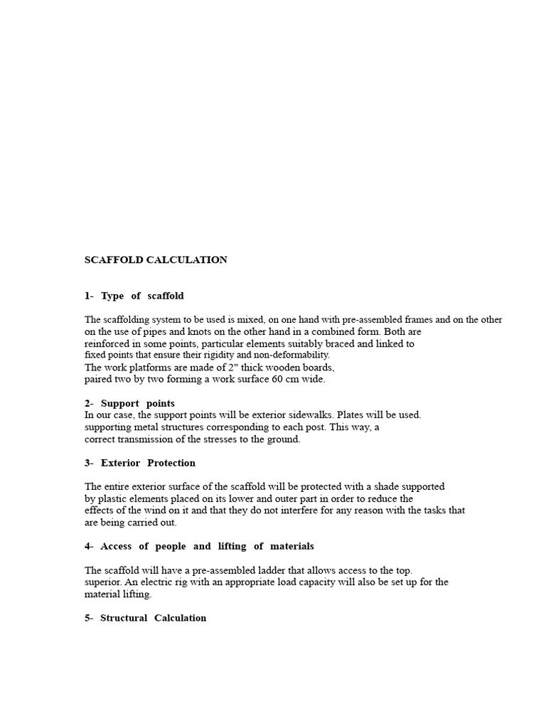 scaffolding calculation | PDF | Scaffolding | Mechanical Engineering