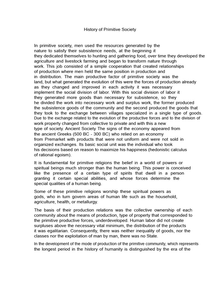 Evolution of Primitive Society and Production | PDF | Society | Agriculture