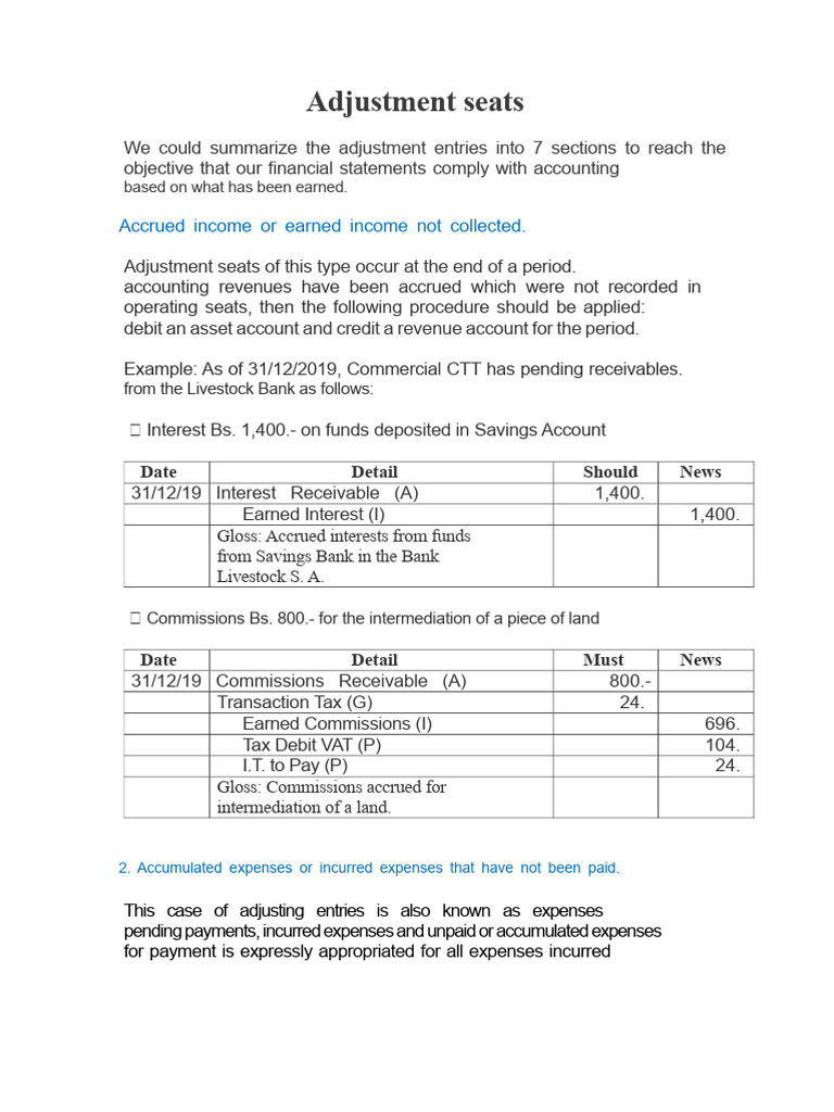 Adjustment Entries in Accounting Explained | PDF | Accrual | Debits And ...