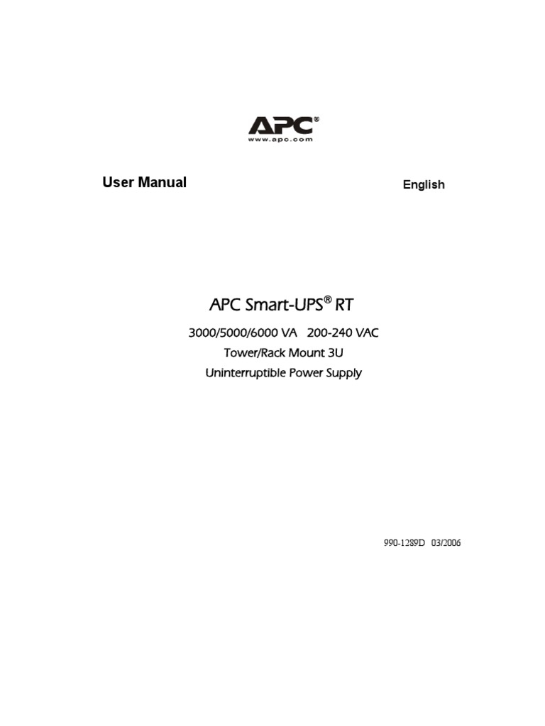 Apc Surt5000xlt Users Manual | PDF | Electromagnetic Interference ...