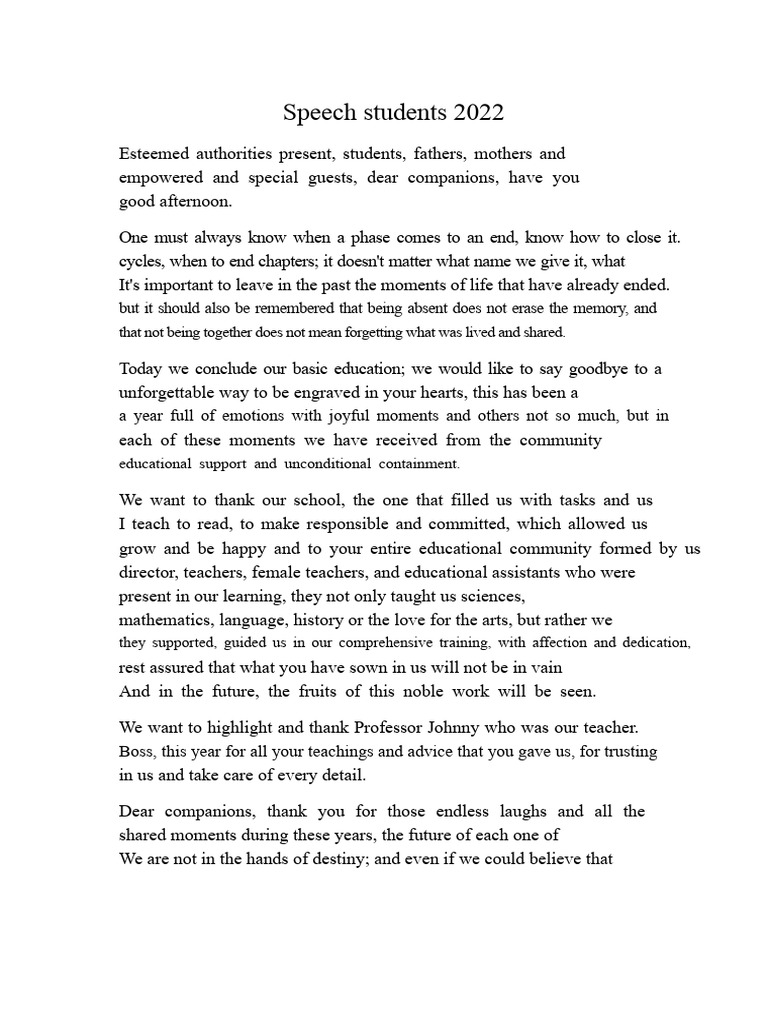 2022 Graduation Speech Highlights | PDF