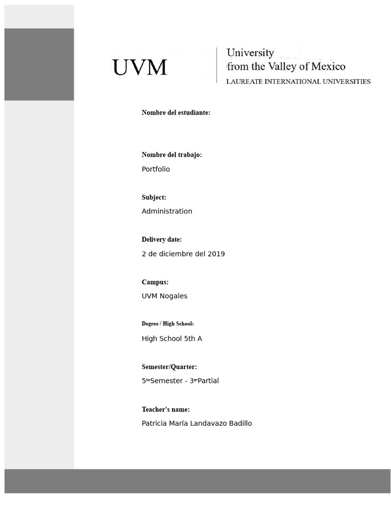 Official UVM Cover | PDF
