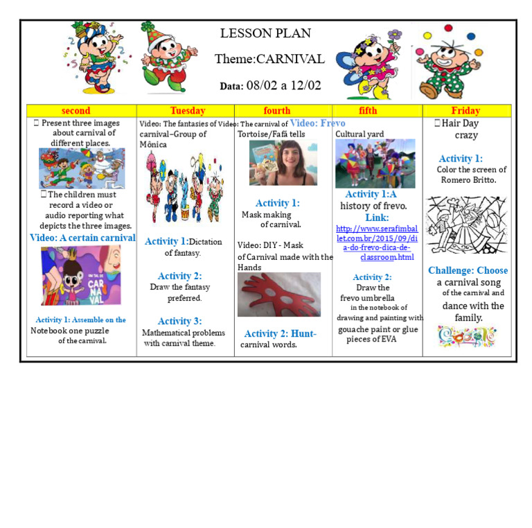 Lesson Plan (Carnival) | PDF | Carnival | Parade
