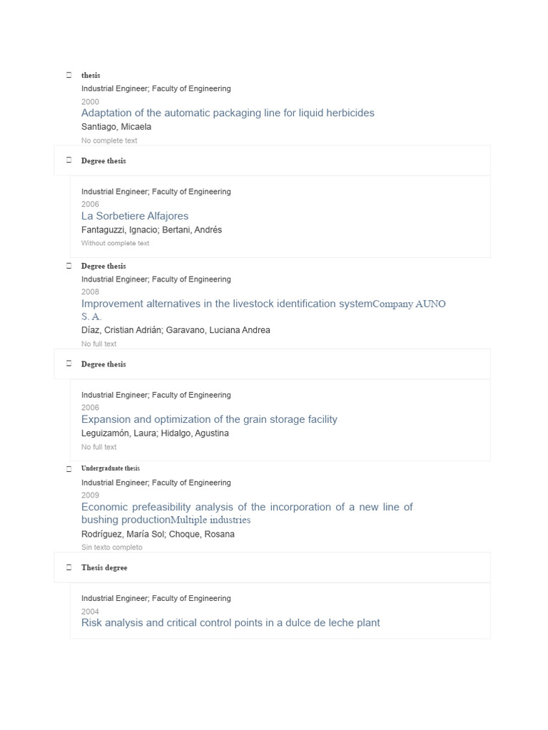 Industrial Engineering Thesis Summaries | PDF