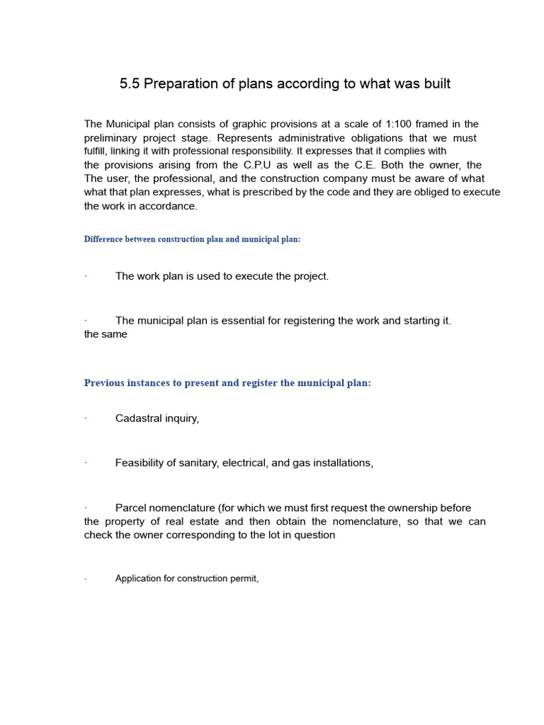 Preparation of Plans According To The Constructed Ones | PDF | Waste ...