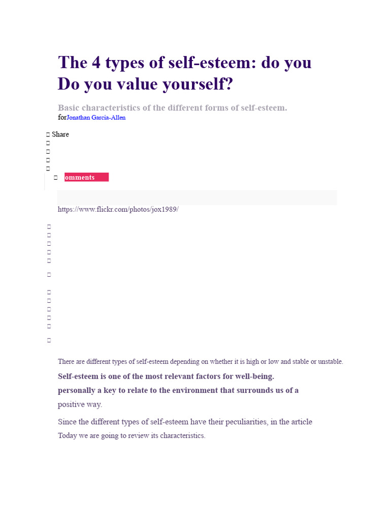 Understanding 4 Types of Self-Esteem | PDF | Self Esteem | Educational ...