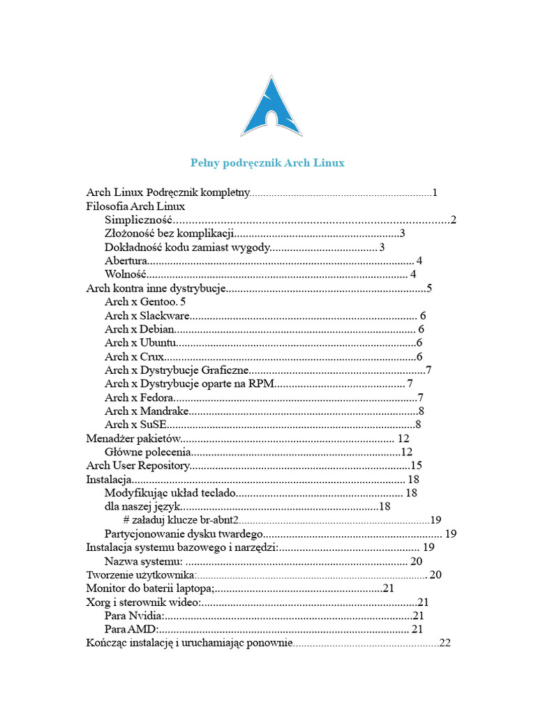 Pełny Podręcznik Arch Linux | PDF