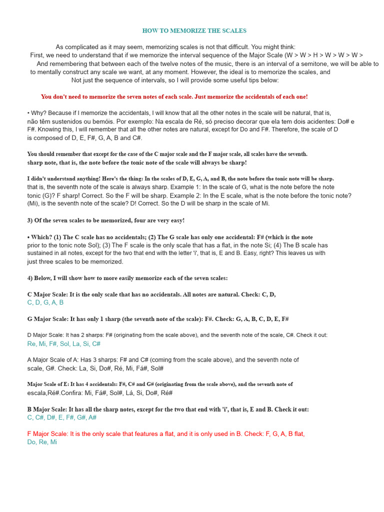 How to Memorize Musical Scales | PDF | Scale (Music) | Interval (Music)