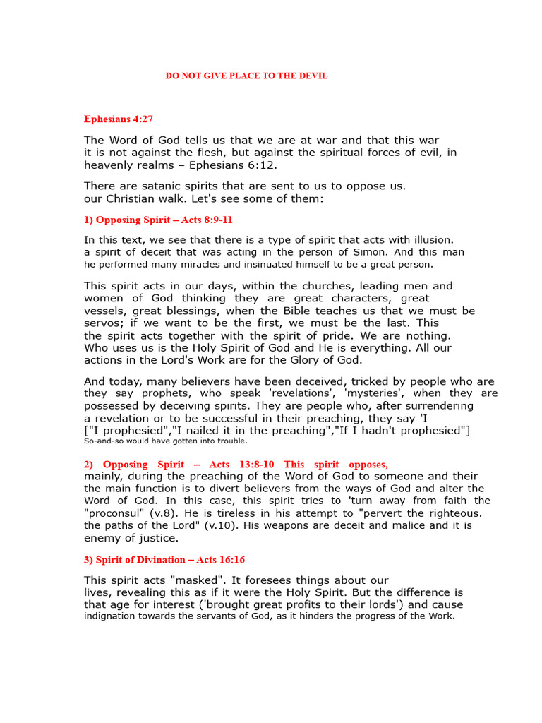 Combatting Evil Spirits in Christianity | PDF | God | Revelation