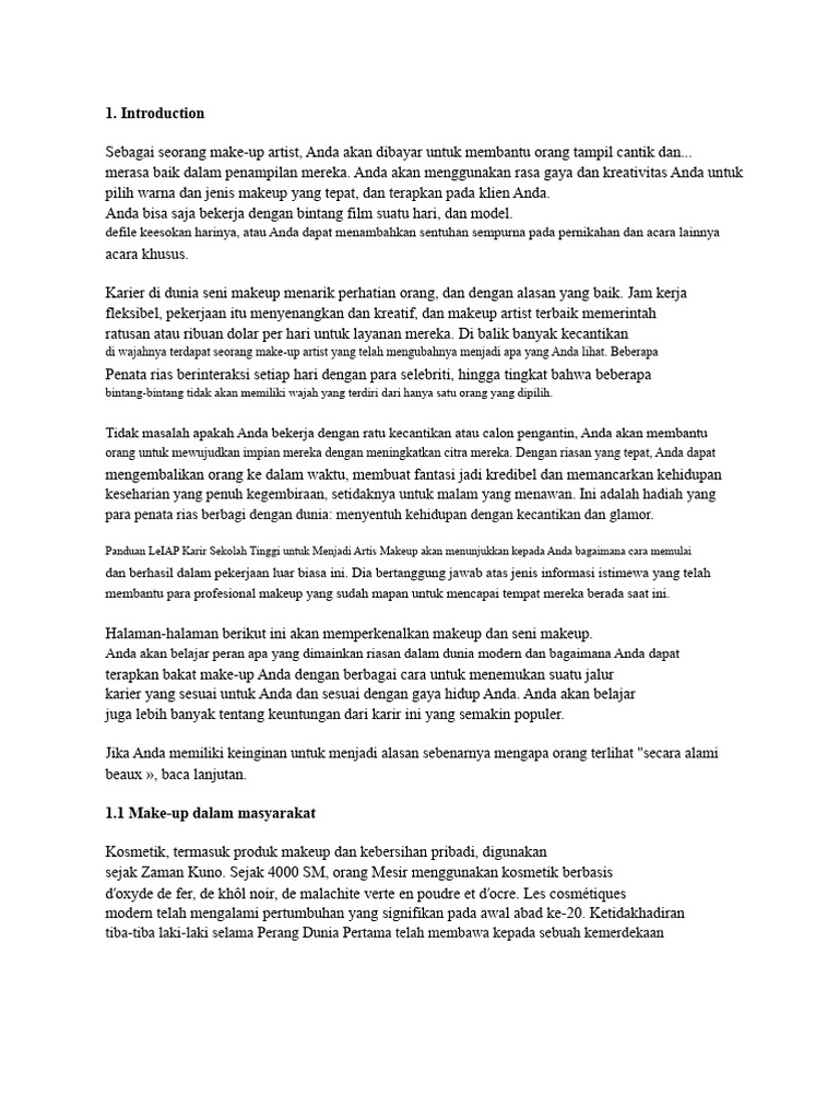 Penata Rias Profesional Bab 1 | PDF