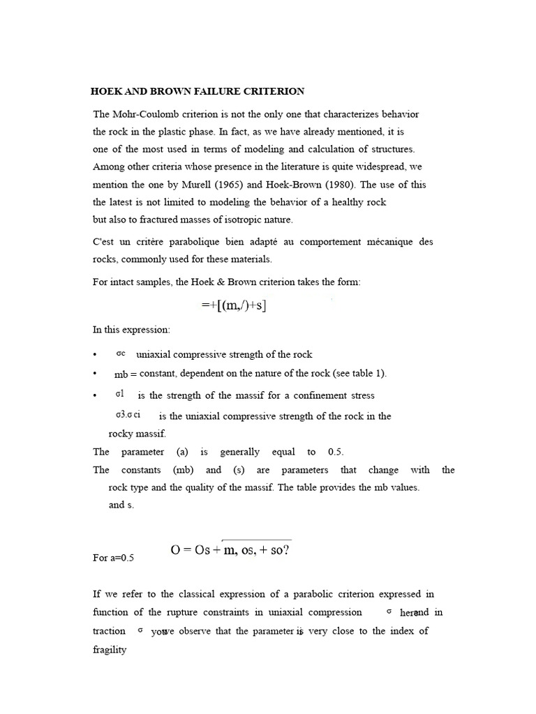 Hoek-Brown Failure Criterion Explained | PDF | Fracture | Applied And ...