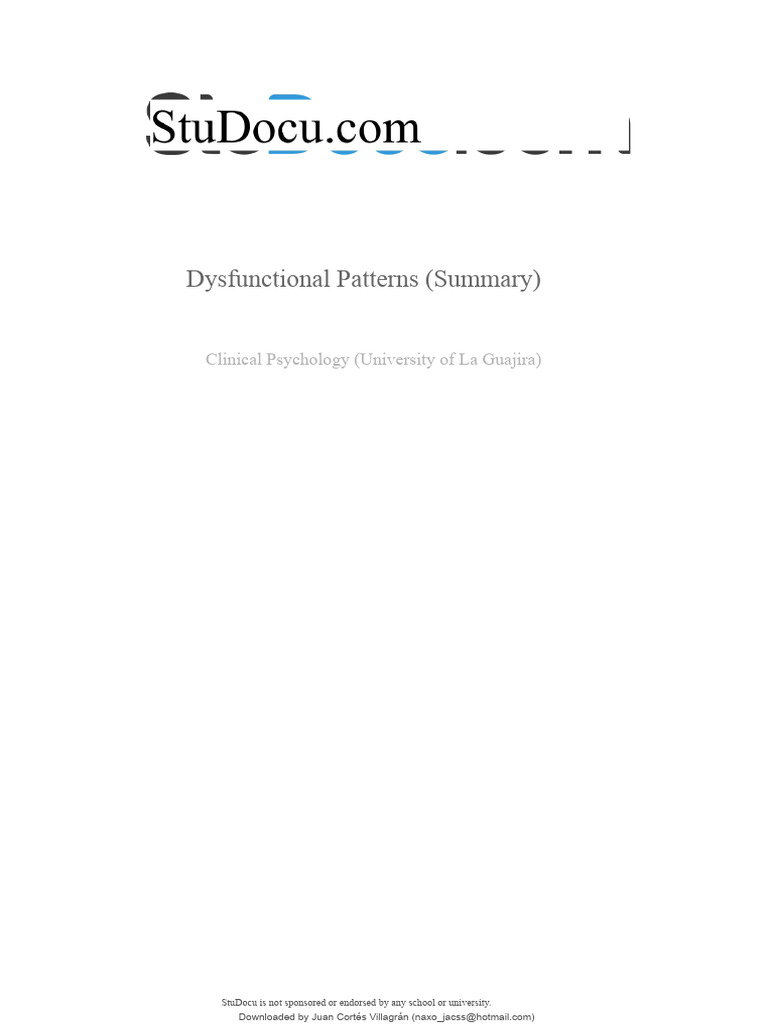 Dysfunctional Patterns Summary | PDF | Social Psychology ...