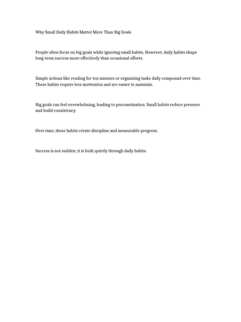 Why Small Habits Matter | PDF