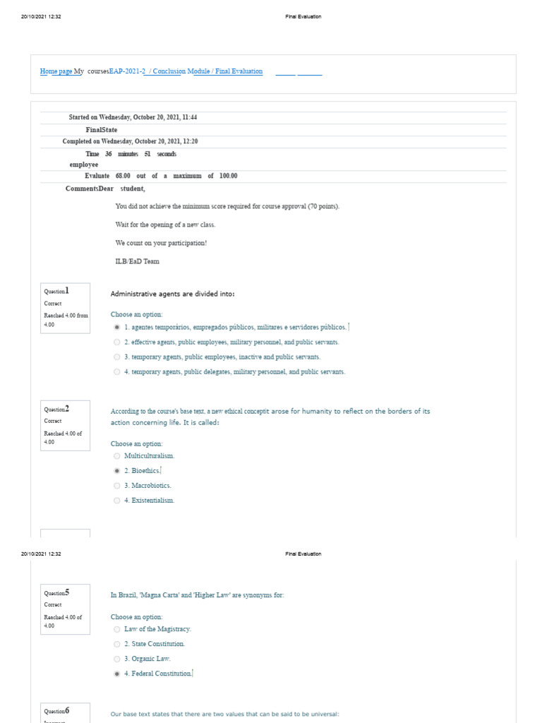Final Evaluation Results for EAP 2021-2 | PDF | Morality | Justice