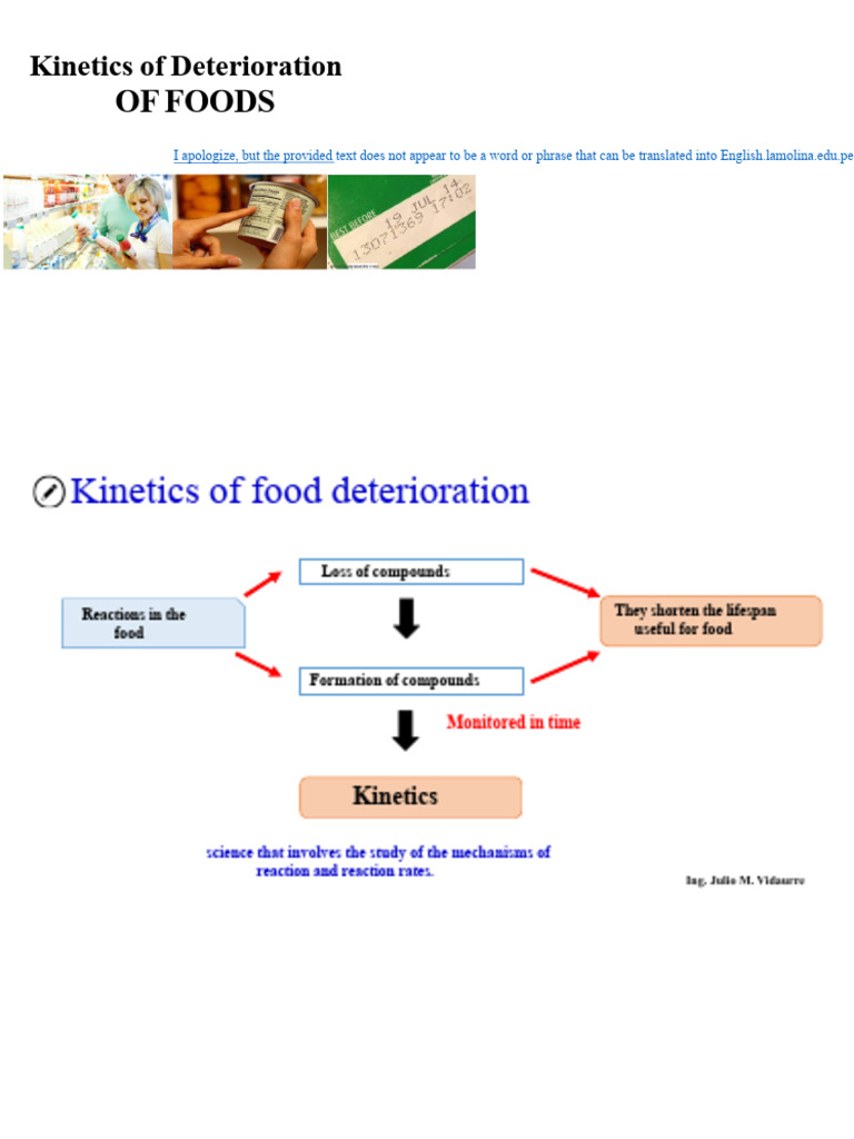 Kinetic Class of Food Deterioration | PDF | Chemical Kinetics ...