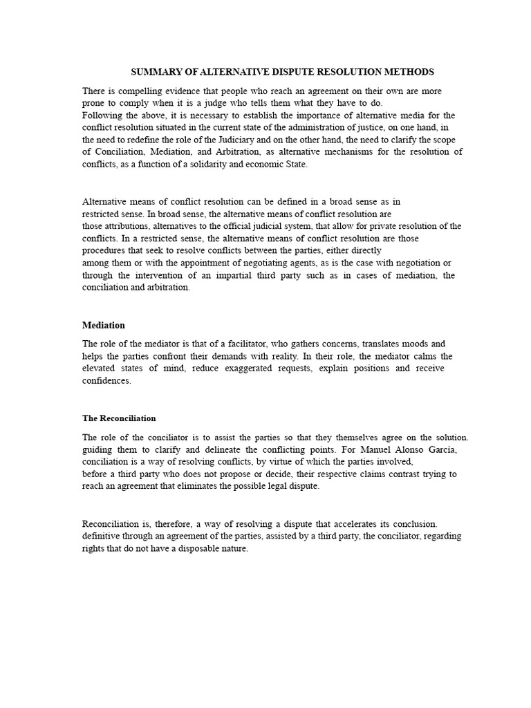 Alternative Dispute Resolution Methods | PDF | Mediation | Alternative ...
