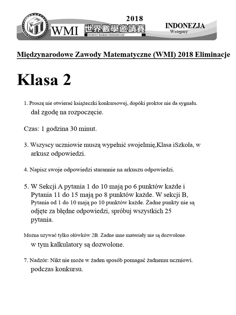 WMI 2018 Prelim G2 | PDF