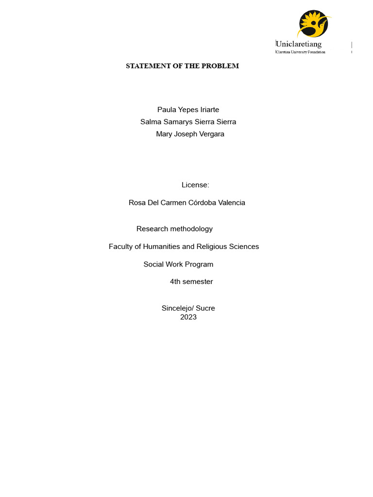 STATEMENT OF THE PROBLEM. Portfolio 1 | PDF